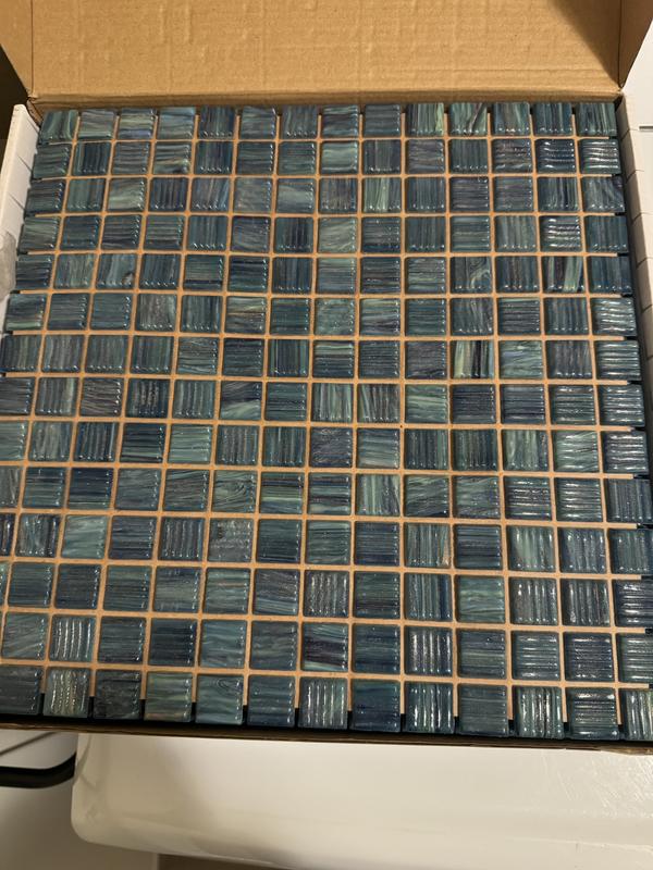 Apollo Tile Mingles Blue and White 12-in x 12-in Glossy Glass Uniform ...