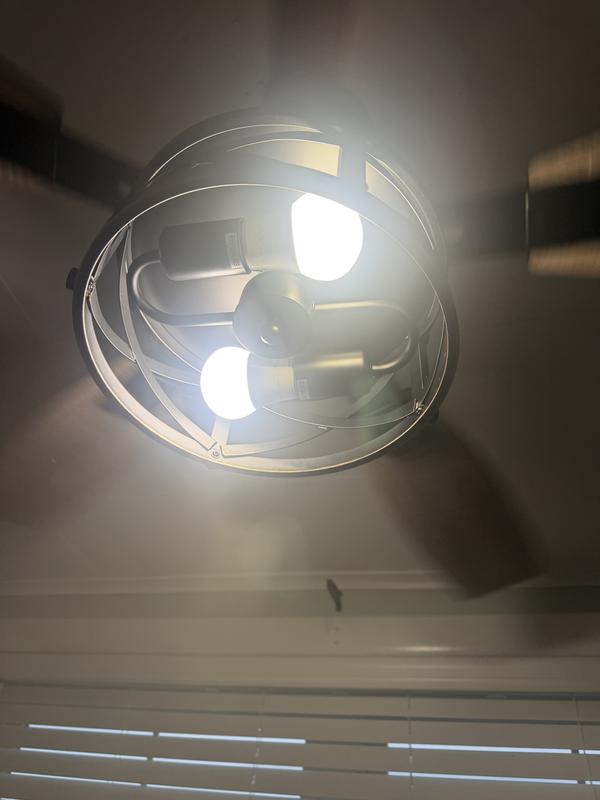 SILJOY 42-In Flush Mount Farmhouse Cage Ceiling Fan with Light Ultra ...