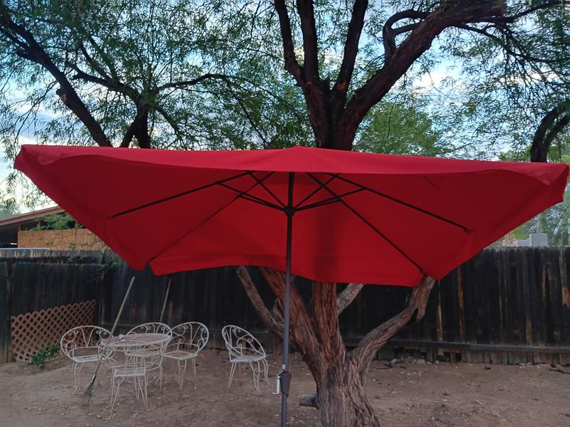 VOUA 9-ft Iron Red Push-button Tilt Market Patio Umbrella in the Patio ...