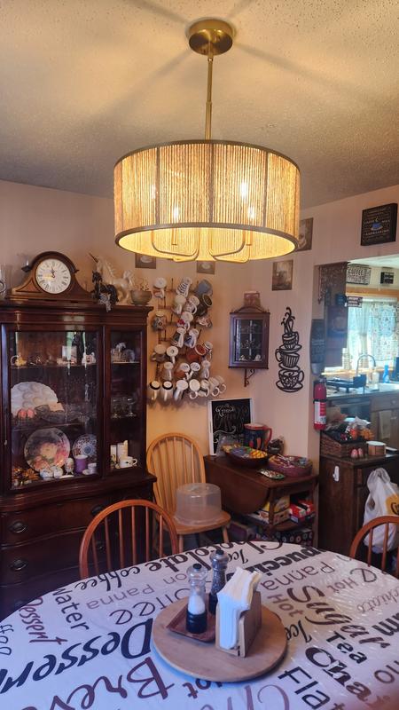 LamQee Rope Woven Chandelier 4 -Light Antique Gold Farmhouse For Use in ...