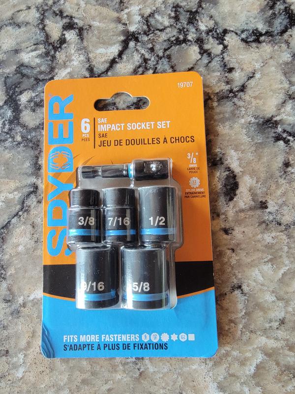 Spyder 6 -Piece Standard (SAE) 3/8-in Drive Set 6-point/12-point/Spline ...