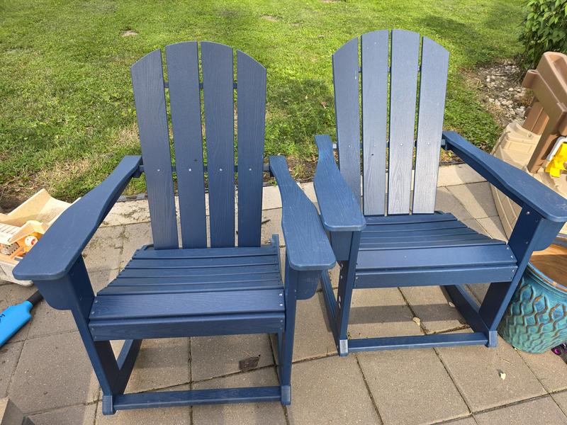 JEAREY 2- Piece Patio Porch Rocker Set of 2 Cambridge Blue HDPE Frame ...