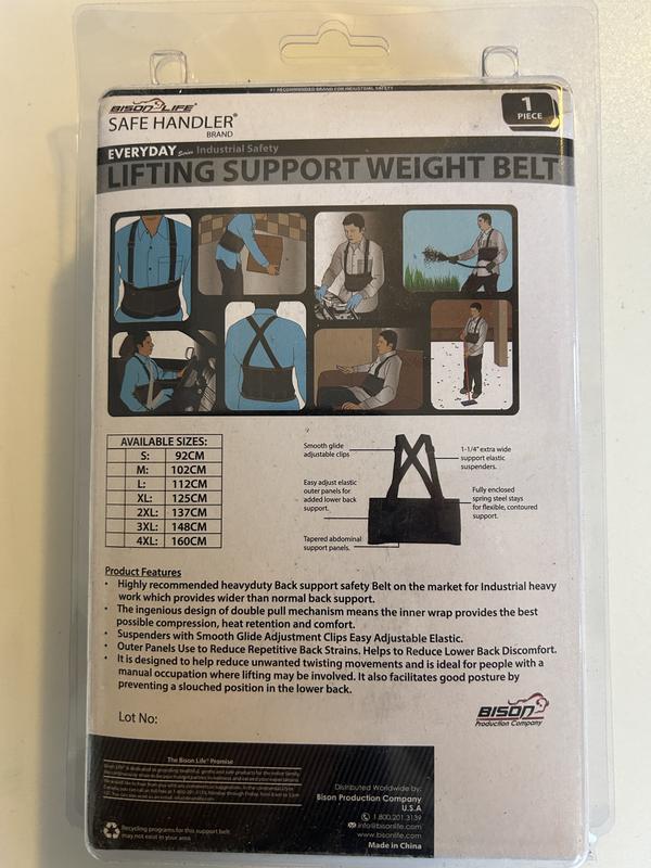 Safe Handler Lifting Support Weight Belt, Lower Back Brace, Dual ...