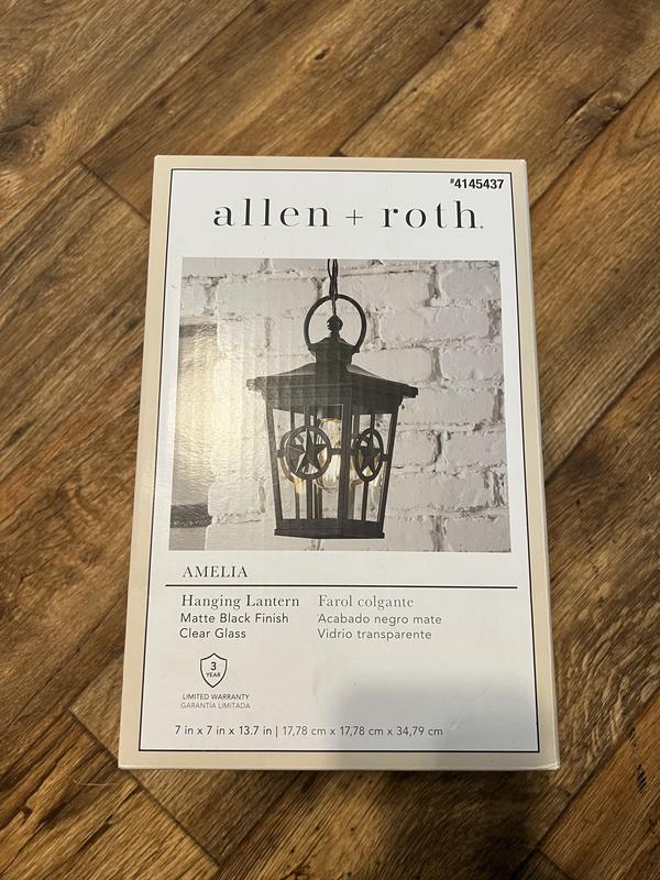 allen + roth Amelia Matte Black Traditional Clear Glass Lantern Mini ...