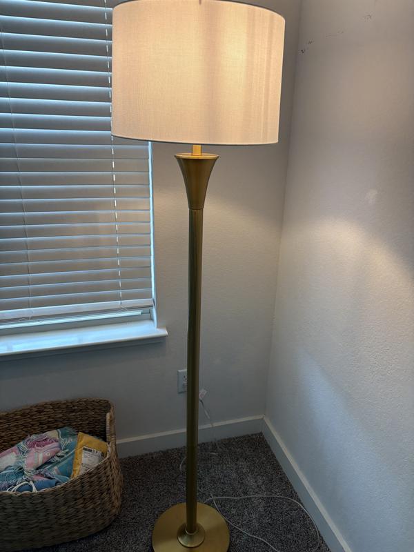 KAWOTI 66-in Blackened Bronze Shaded floor lamp Floor Lamp with Linen ...