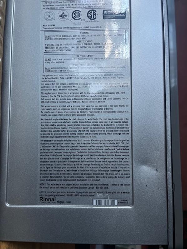 Rinnai Super High Efficiency Plus 11 GPM Residential 199,000 BTU ...