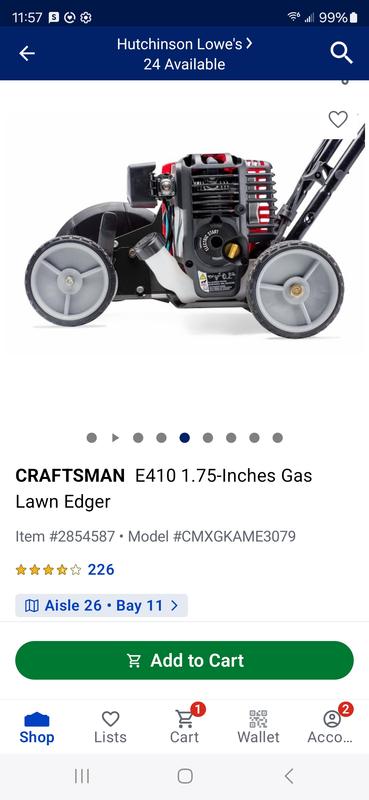 CRAFTSMAN E410 9-in Push Walk Behind Gas Lawn Edger CMXGKAME3079 at ...