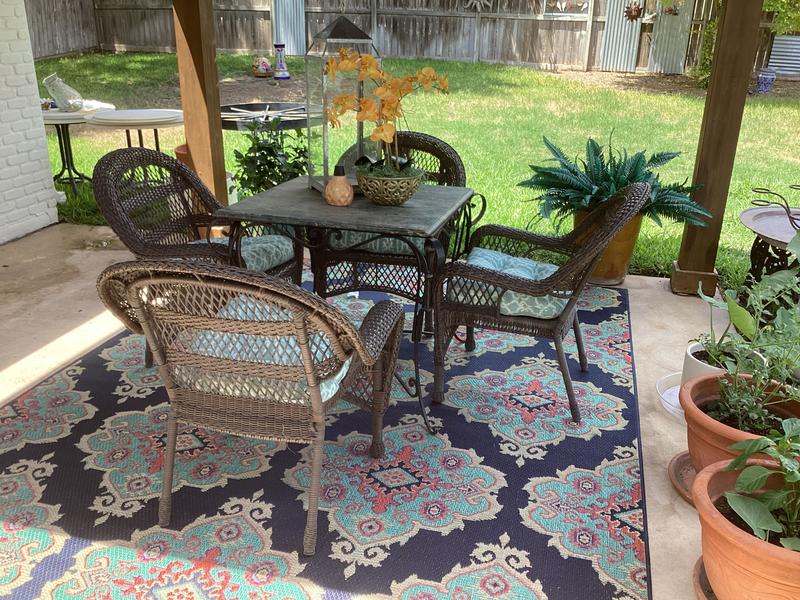 allen + roth Zanzibar 5 X 7 (ft) Blue Outdoor Area Rug LEANA E306 ...