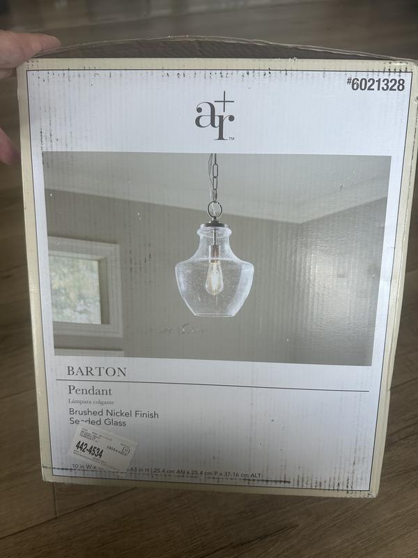 allen + roth Barton 1 -Light Brushed Nickel Transitional Seeded glass ...
