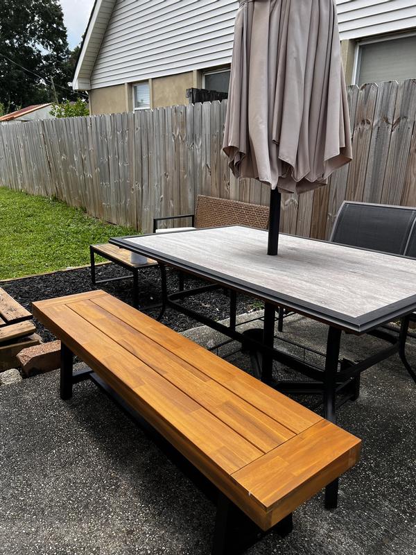 Sunshine Valley Patio Wood Benches 63-in W x 17.9-in H Brown Acacia ...