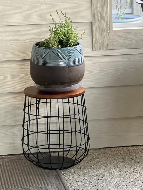 allen + roth 18-in H x 16.3-in W Black Indoor/Outdoor Round Wood Plant ...