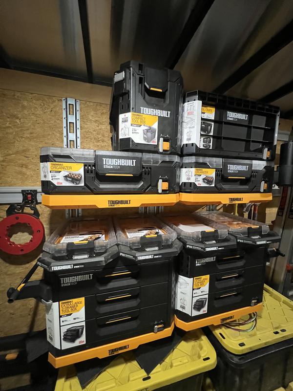 TOUGHBUILT STACKTECH Plastic/Metal Shelf (2) Stacktech Shelves, (2) E ...