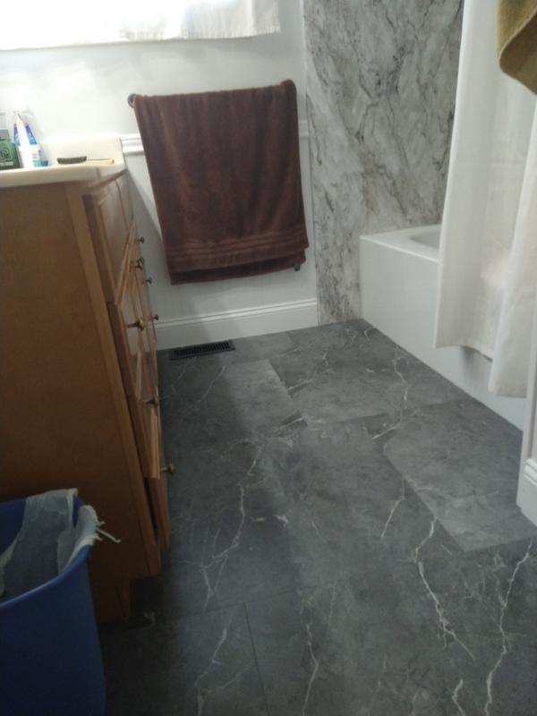 Artmore Tile Dark Gray Stone Look 28-mil x 12-in W x 24-in L Waterproof ...