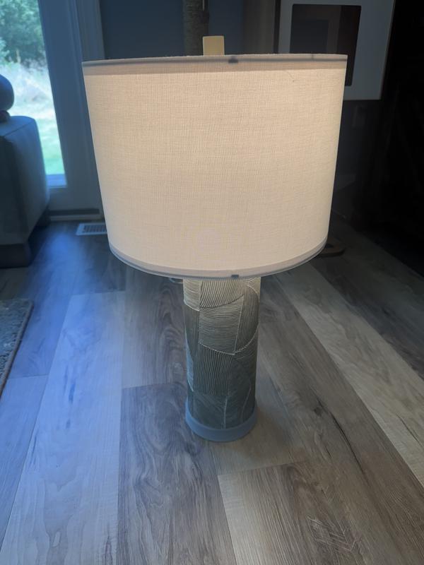 KAWOTI Aureole 23-in Gray with White LED 4-way Table Lamp with Fabric ...