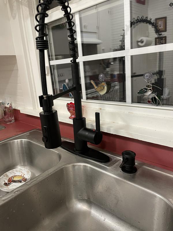 Project Source Flynt Matte Black Single Handle Pull-down Kitchen Faucet ...
