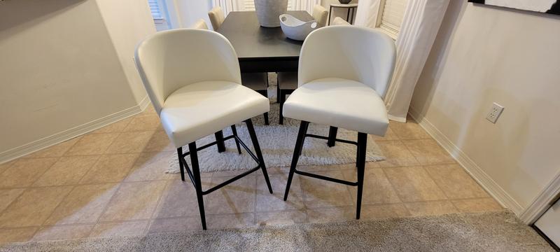 Circle 55 Pure White 30-in H Bar height Upholstered Swivel Metal Bar ...