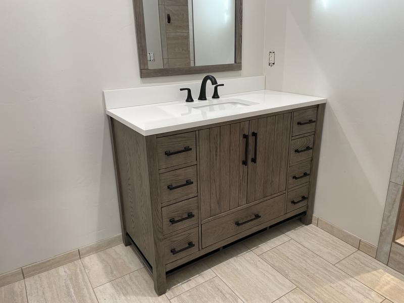 allen + roth Brawley 48-in Rustic Taupe Oak Undermount Single Sink ...