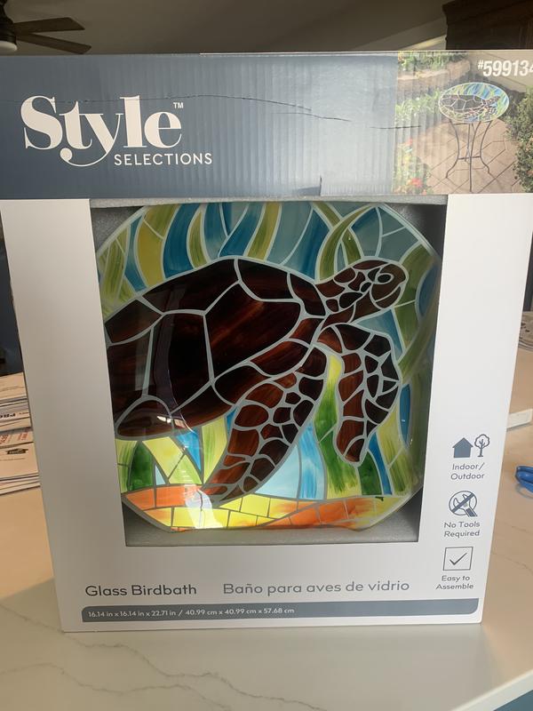 Style Selections 22.71-in H Multiple colors Glass Birdbath bowl in the ...