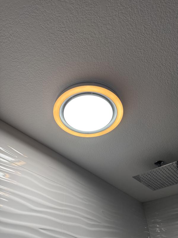 Akicon 1.5-Sone 90-CFM Sliver Decorative Lighted Bathroom Fan, ENERGY ...