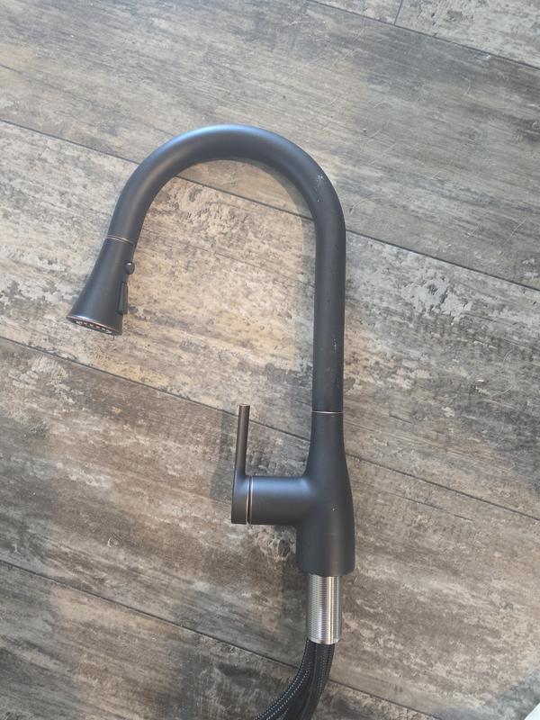 FLOW Brushed Nickel Single Handle Pull-down Kitchen Faucet with Sprayer ...