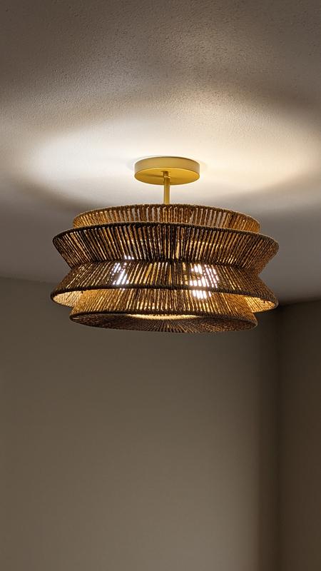 True Fine Cambria 2-Light 16-in Antique Gold LED Semi Flush Mount Light ...