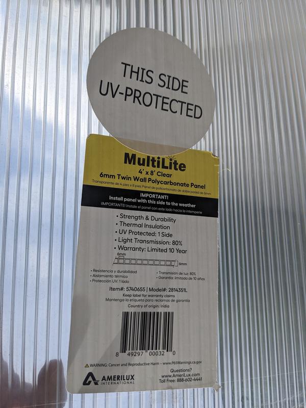 AmeriLux International MultiLite 4-ft x 8-ft Ribbed Clear Polycarbonate ...