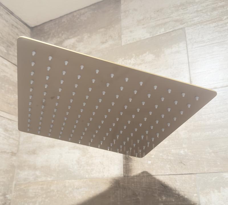 EVERSTEIN 1 -Spray Brushed Gold 12-in Rectangle Rain Filtered High ...