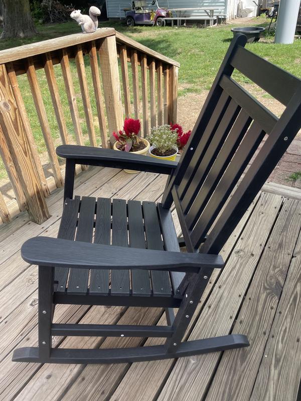 VOUA 21.06in Wide Seat High-Back Rocking Chair Porch Rocker Navy HDPE ...