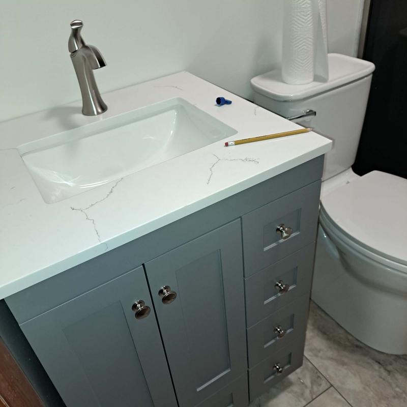 Eviva Acclaim 30-in Dark Gray Single Sink Bathroom Vanity with White ...