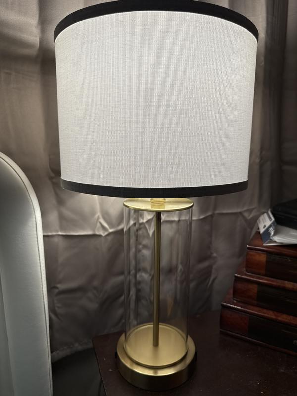 KAWOTI Quinita 23.25-in Antique Brass LED Rotary socket Table Lamp with ...