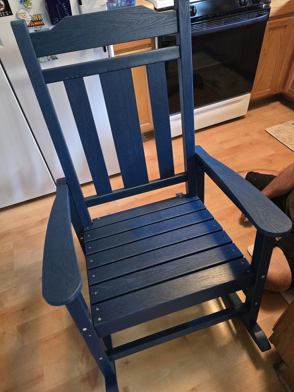 VOUA HDPE Set of 2 DARK RED HDPE Frame Rocking Chair with Slat Seat in ...