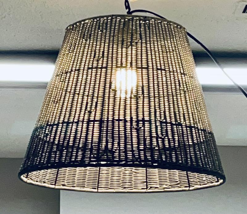 allen + roth Plug-In/ Matte Black Transitional Clear Glass Cone LED ...