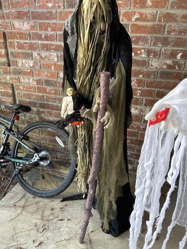 Haunted Hill Farm 5.67-ft Freestanding Talking Lighted Voodoo Witch ...