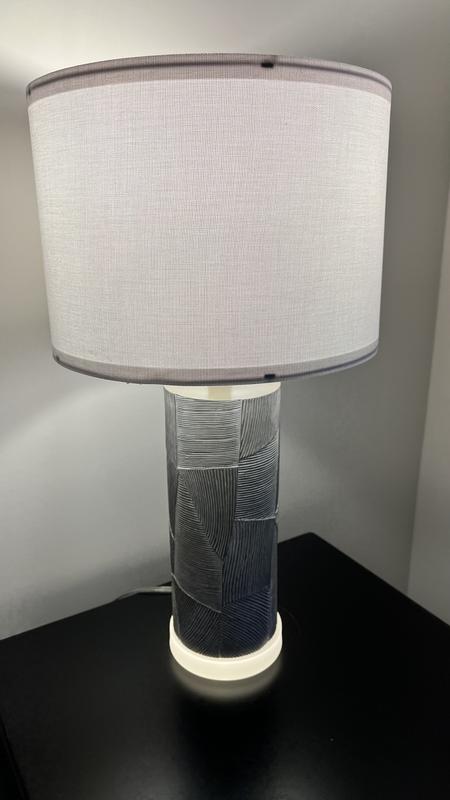 KAWOTI Aureole 23-in Gray with White LED 4-way Table Lamp with Fabric ...