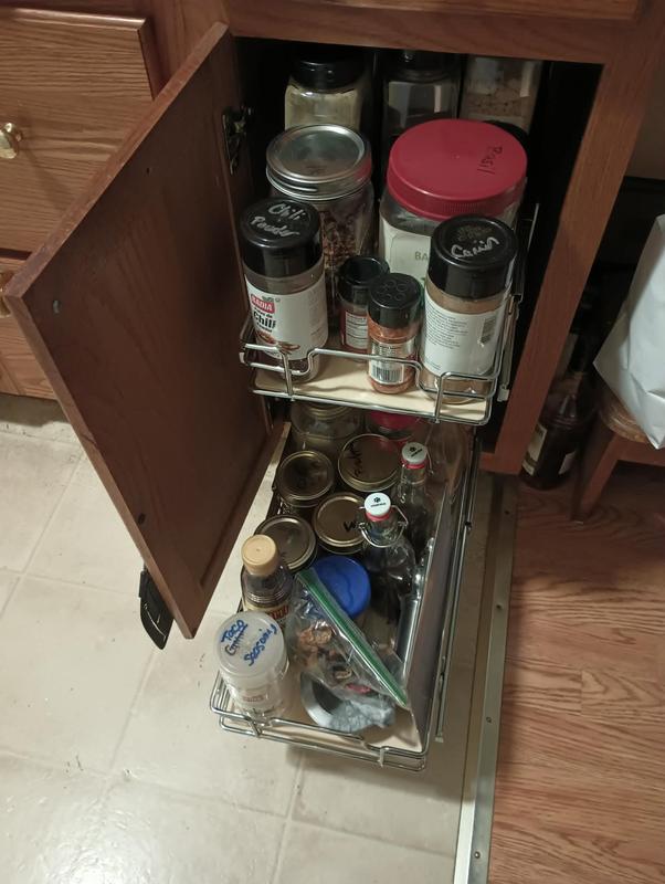 LOVMOR 2 Tier Individual Pull Out Cabinet Organizer 7.5 inW x 21.5 inD ...