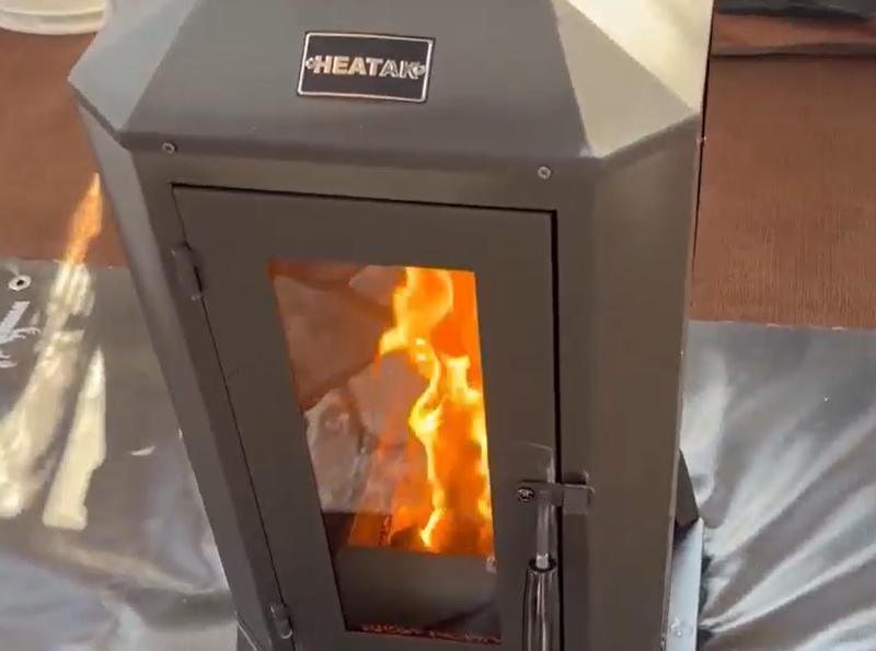 HEATAK 65000 -BTU Black Wood Pellet Outdoor Patio Heater with Glass ...