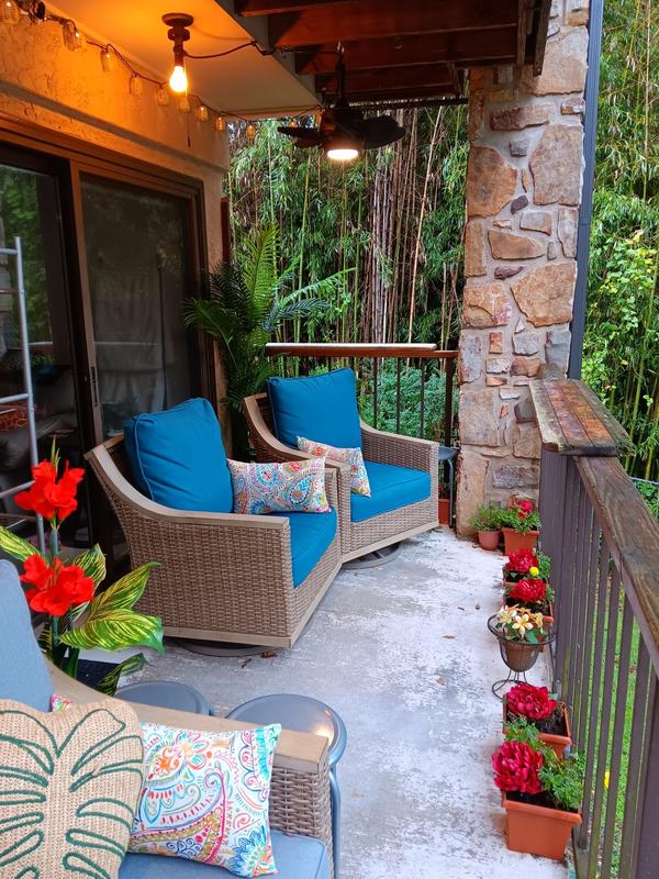 allen + roth Rosedale Set of 2 Wicker Tan Steel Frame Swivel rocker ...