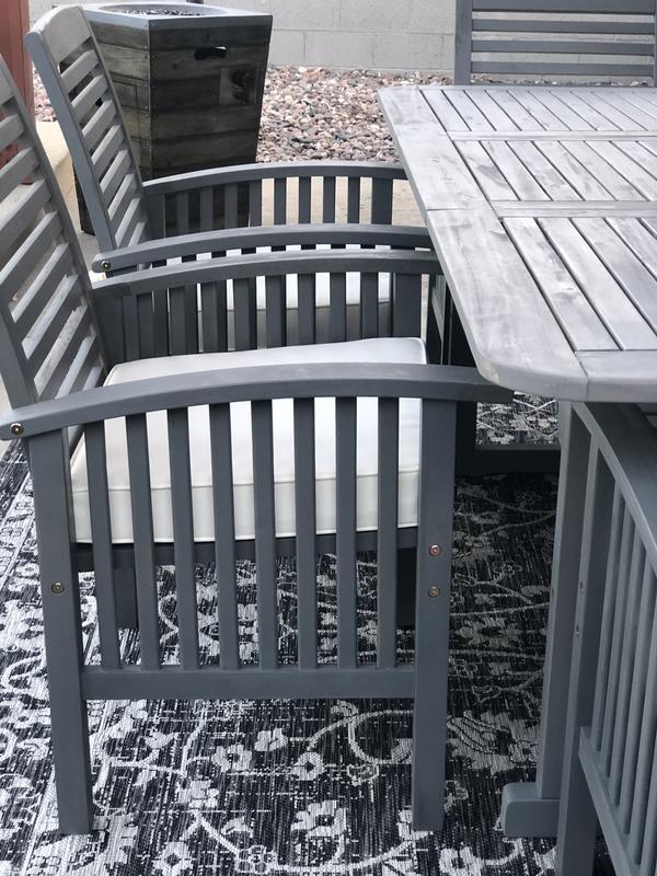 Walker Edison 5 -Piece Dark Brown Patio Dining Set Wood Rectangle Table ...