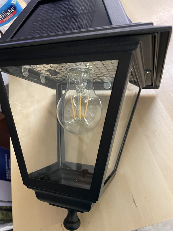 allen + roth Solar Wall Lantern 1-Light 14.37-in H Matte Black Solar ...