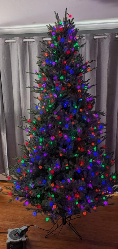 GE 7.5-ft Hamilton Fir Pre-lit Artificial Christmas Tree with Color ...