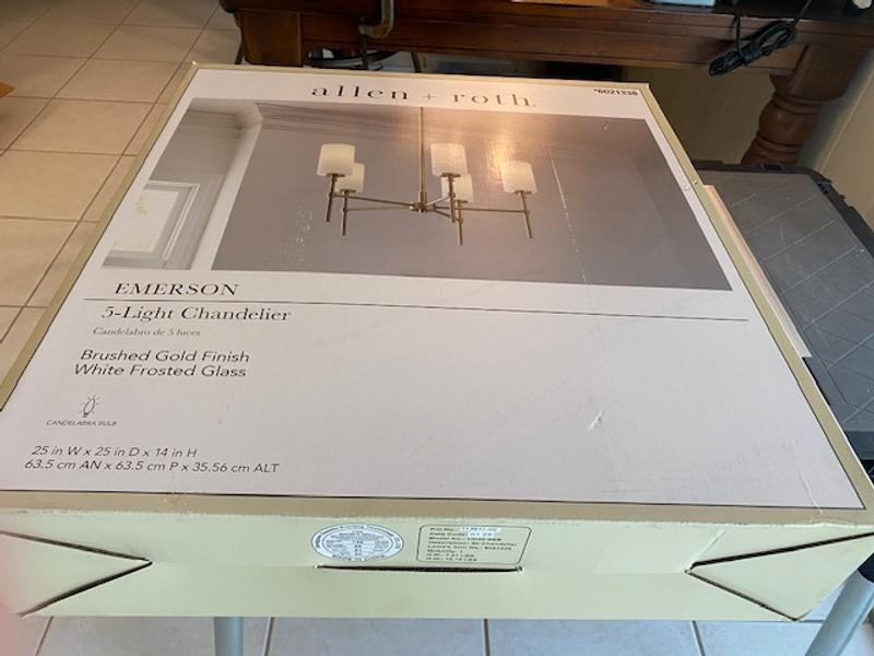 allen + roth Emerson 5 -Light Gold White glass Metal Chandelier in the ...