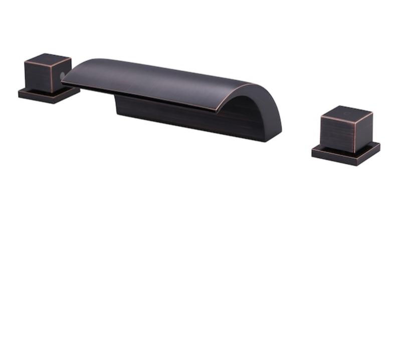 WOWOW Gold 2-handle Deck-mount Roman Waterfall Bathtub Faucet (Valve ...