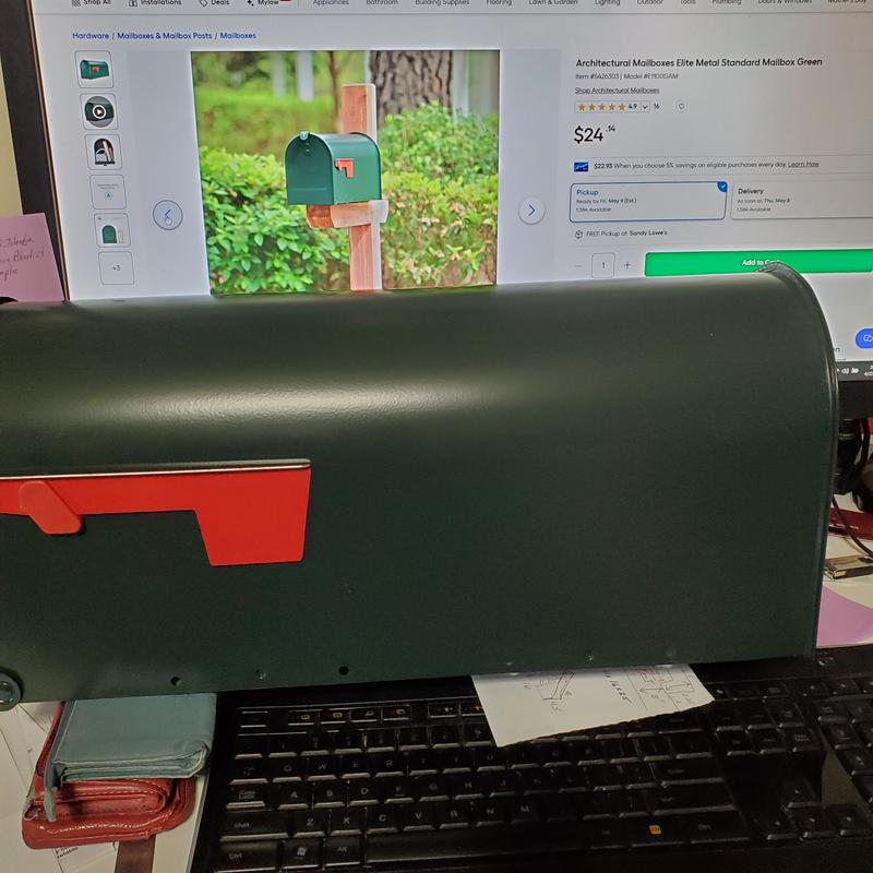 Architectural Mailboxes Post Mount Green Metal Standard Mailbox ...