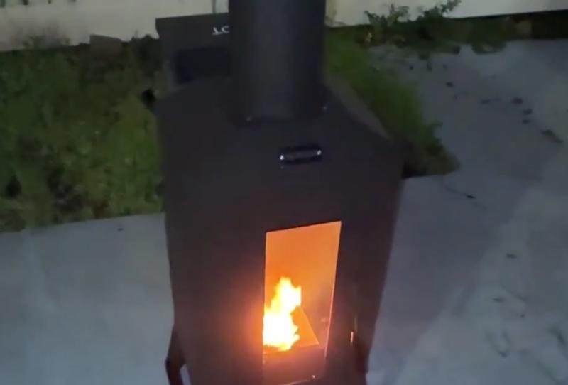 HEATAK 65000 -BTU Black Wood Pellet Outdoor Patio Heater with Glass ...
