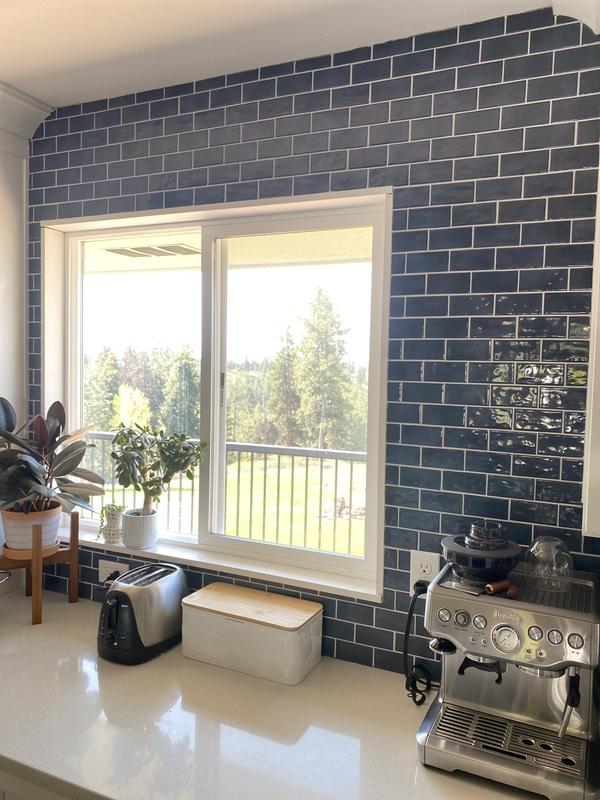 American Olean Union View Suede Blue 12-in x 12-in Glossy Ceramic Brick ...