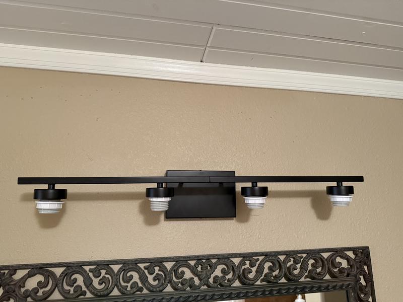 YANSUN 30.7-in 4 Light Matte Black Industrial Bathroom Vanity light in ...