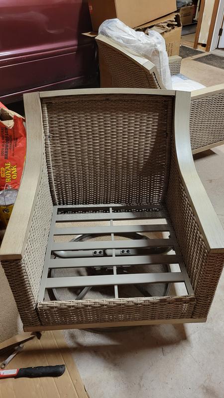 allen + roth Rosedale Set of 2 Wicker Tan Steel Frame Swivel rocker ...