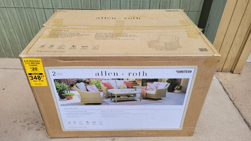 allen + roth Rosedale Set of 2 Wicker Tan Steel Frame Swivel rocker ...