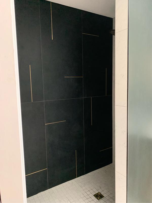 Artmore Tile Score Brass Black 24-in x 24-in Matte Porcelain Patterned ...