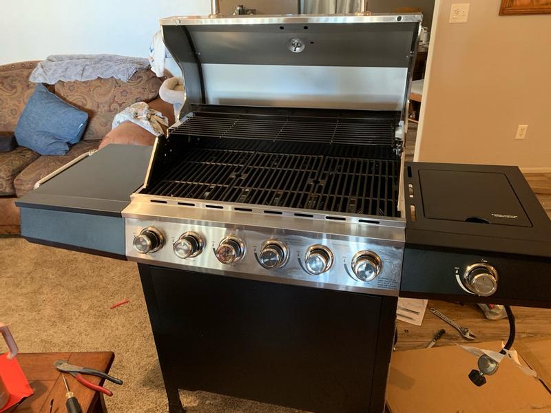 Master Forge Stainless Steel and Black 6-Burner Liquid Propane Gas ...